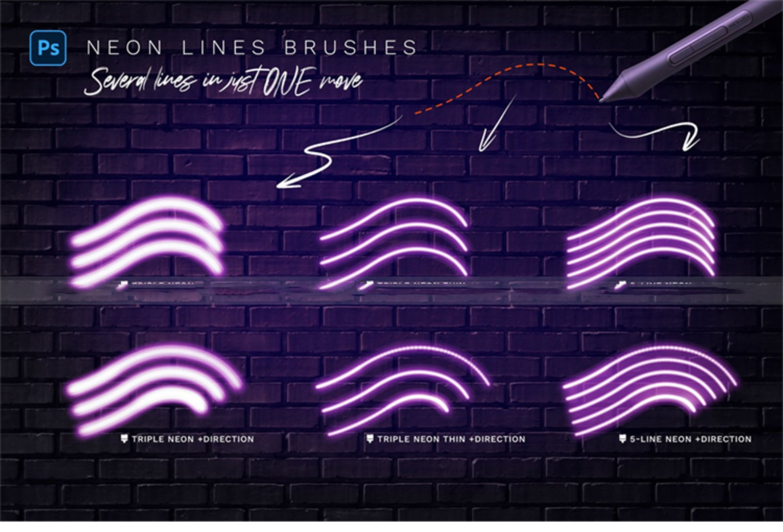 Neon Brushes/ Photoshop Brushes/ PS Brushes/brush Set/ Digital Art ...