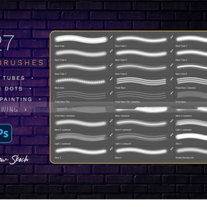 Neon Brushes/ Photoshop Brushes/ PS Brushes/brush Set/ Digital Art ...