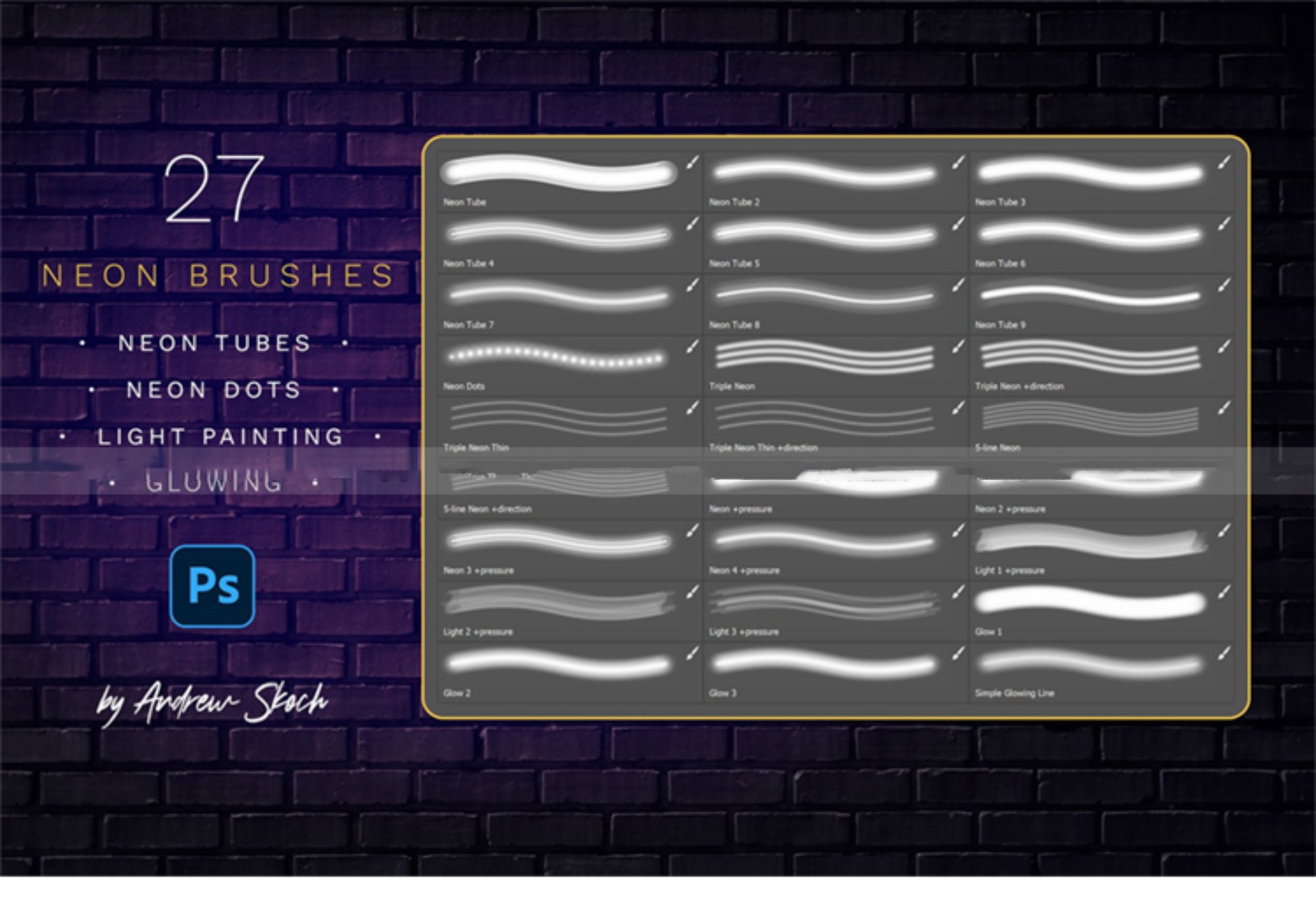 Neon Brushes/ Photoshop Brushes/ PS Brushes/brush Set/ Digital Art ...