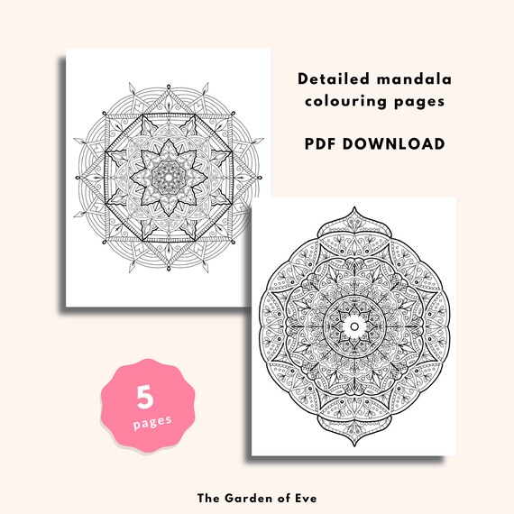 Detailed Mandala Colouring Pages - Etsy