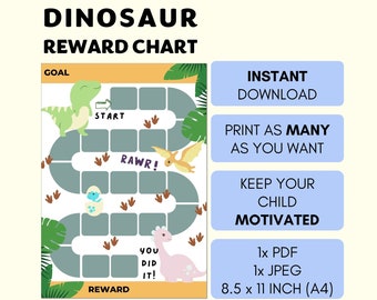 Printable Dinosaur Sticker Reward Chart Dino Reward (Instant Download ...