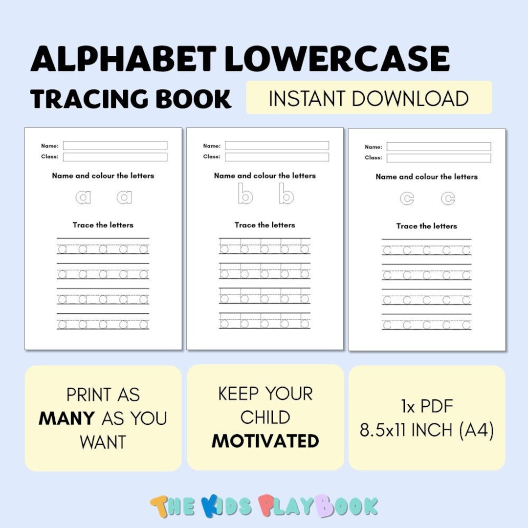 Alphabet Lowercase Line Tracing Book Letters A to Z Nursery ...