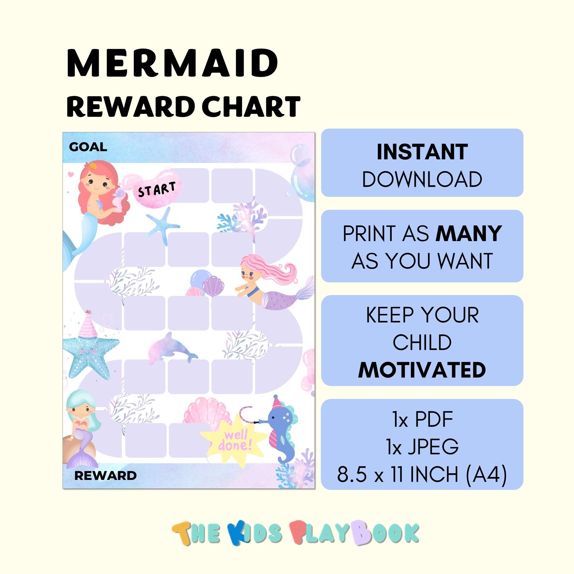 Mermaid Reward Chart Printable Mermaid Behavior Chart - Etsy