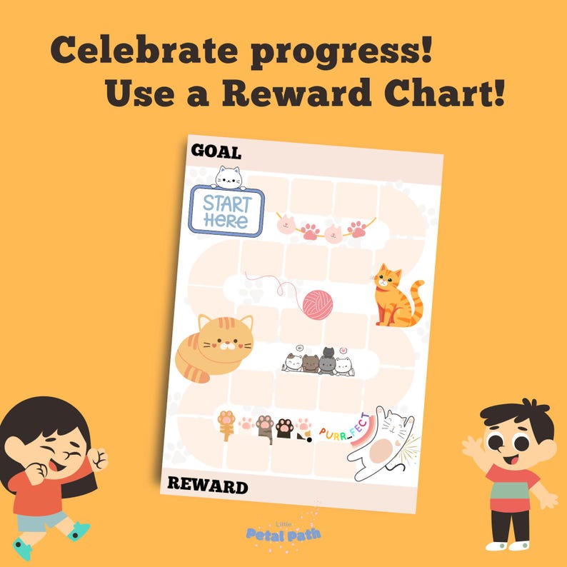 Cat Reward Chart Printable | Cat Kids Behavior Chart | Instant Download ...