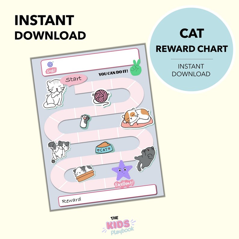 Cat Reward Chart Printable Cat Kids Behavior Chart Instant Download ...