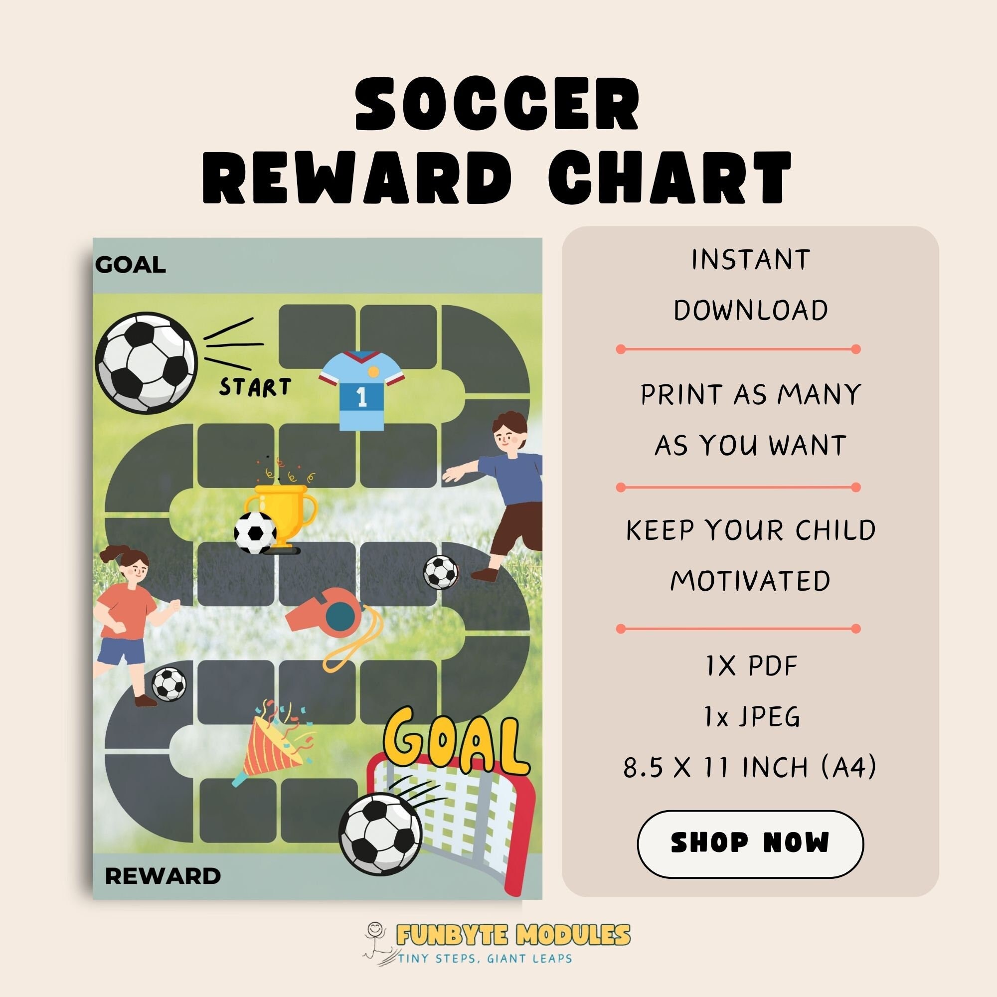 Soccer Reward Chart Printable Soccer Kids Behavior Chart Instant ...