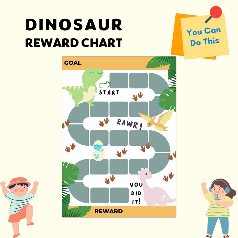 Dinosaur Reward Chart Printable Dinosaur Kids Behavior Chart Instant ...