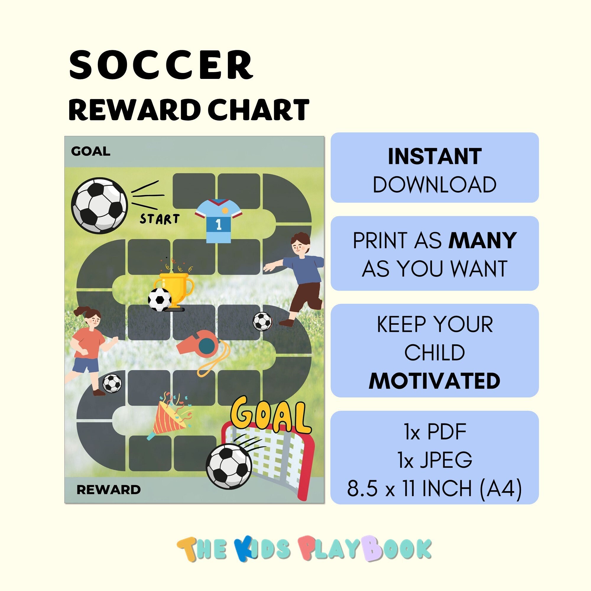 Soccer Reward Chart Printable Soccer Kids Behavior Chart - Etsy
