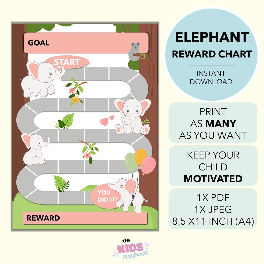 Elephant Reward Chart Printable Elephant Kids Behavior Chart Instant ...