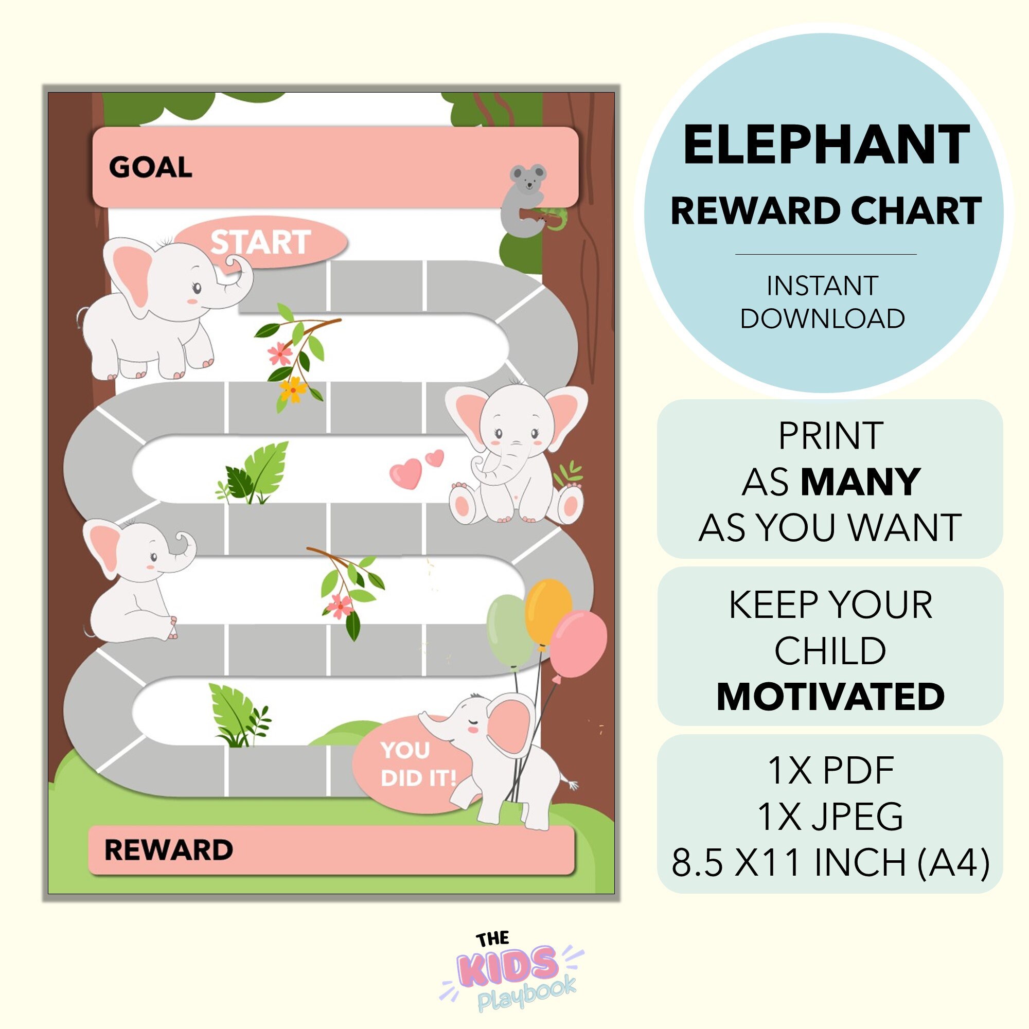 Elephant Reward Chart Printable Elephant Kids Behavior Chart Instant ...