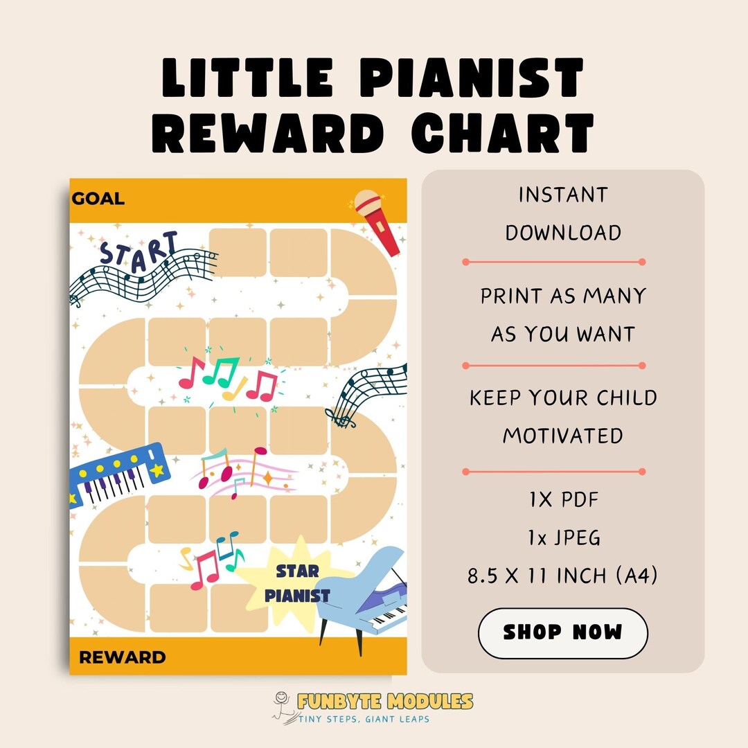 Piano Reward Chart Printable Pianist Instant Download Motivational ...