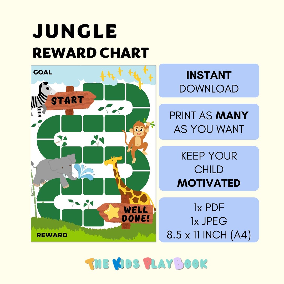 Jungle Reward Chart Printable Jungle Kids Behavior Chart - Etsy