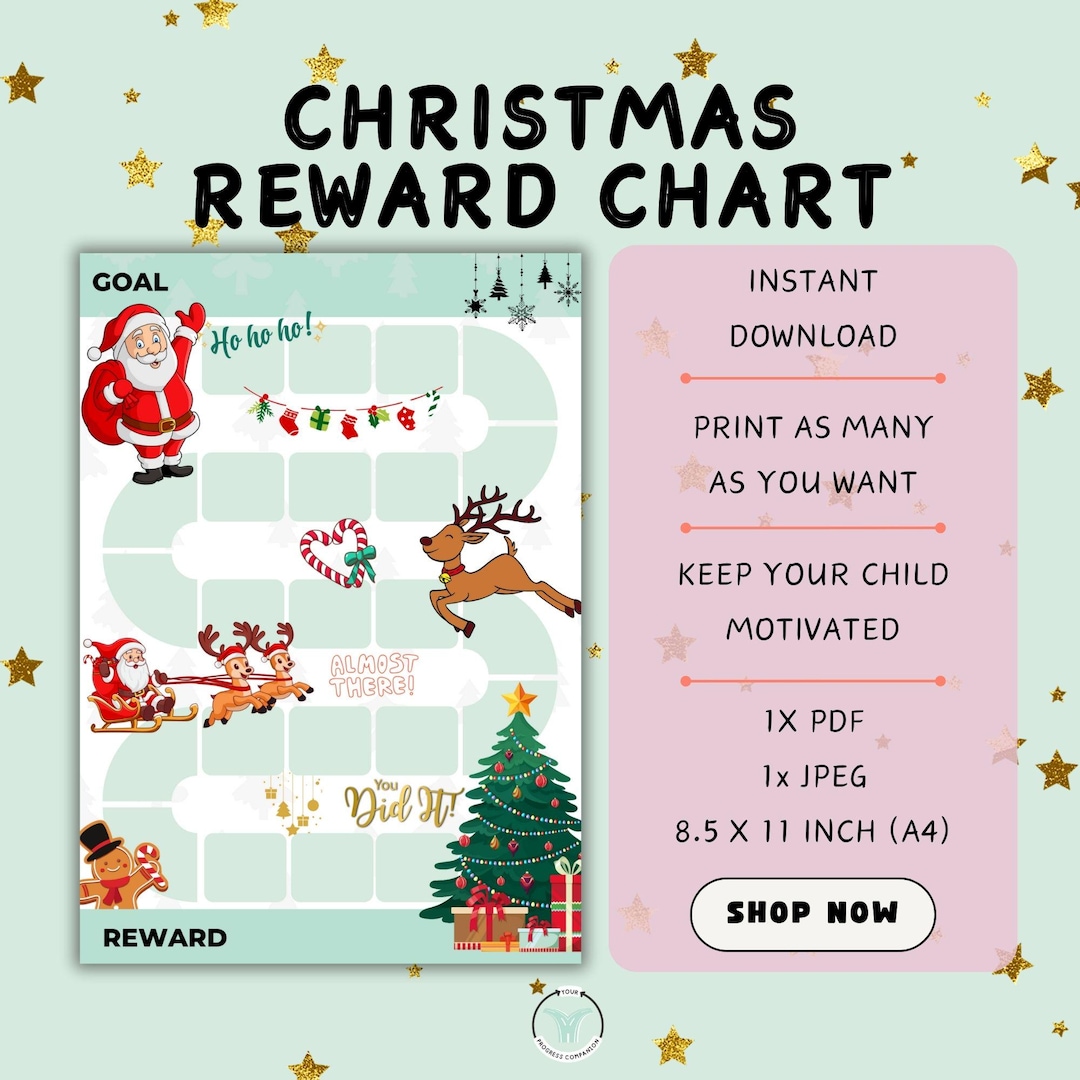 Christmas Reward Chart Printable Christmas Kids Behavior Chart Instant ...