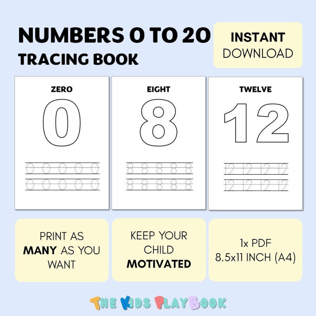 Numbers 0 to 20 Tracing Book Line Tracing Nursery Handwriting Practice ...