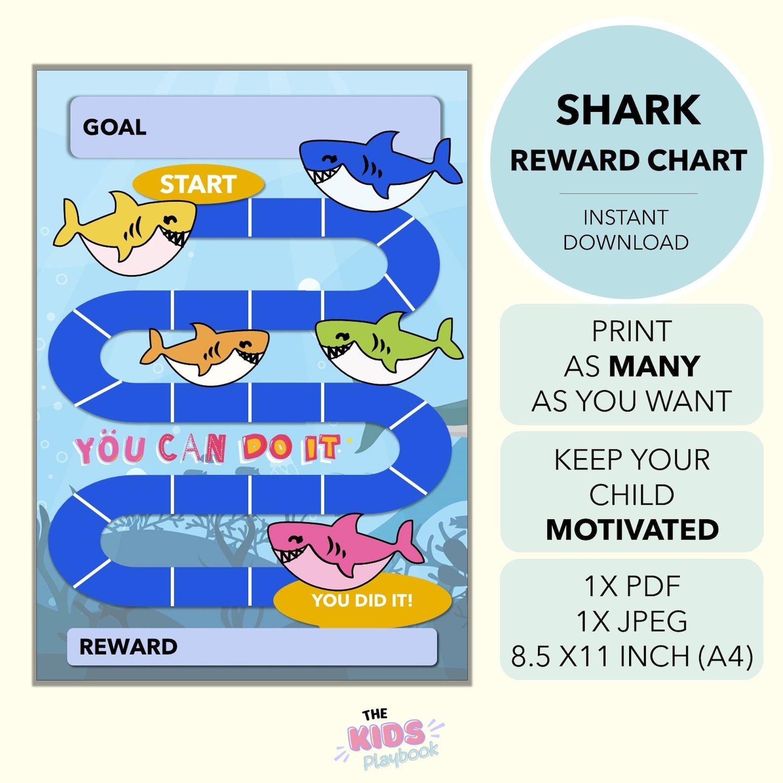 Shark Reward Chart Printable Shark Kids Behavior Chart Instant Download ...