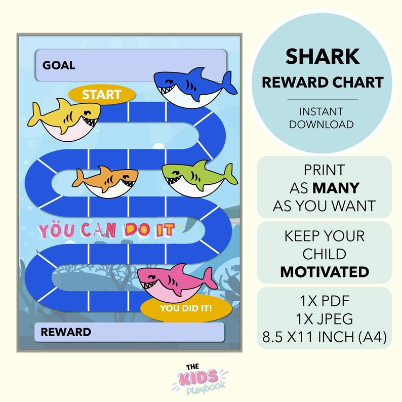 Shark Reward Chart Printable Shark Kids Behavior Chart Instant Download ...