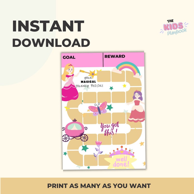 Princess Reward Chart Printable Princess Kids Behavior Chart Instant ...