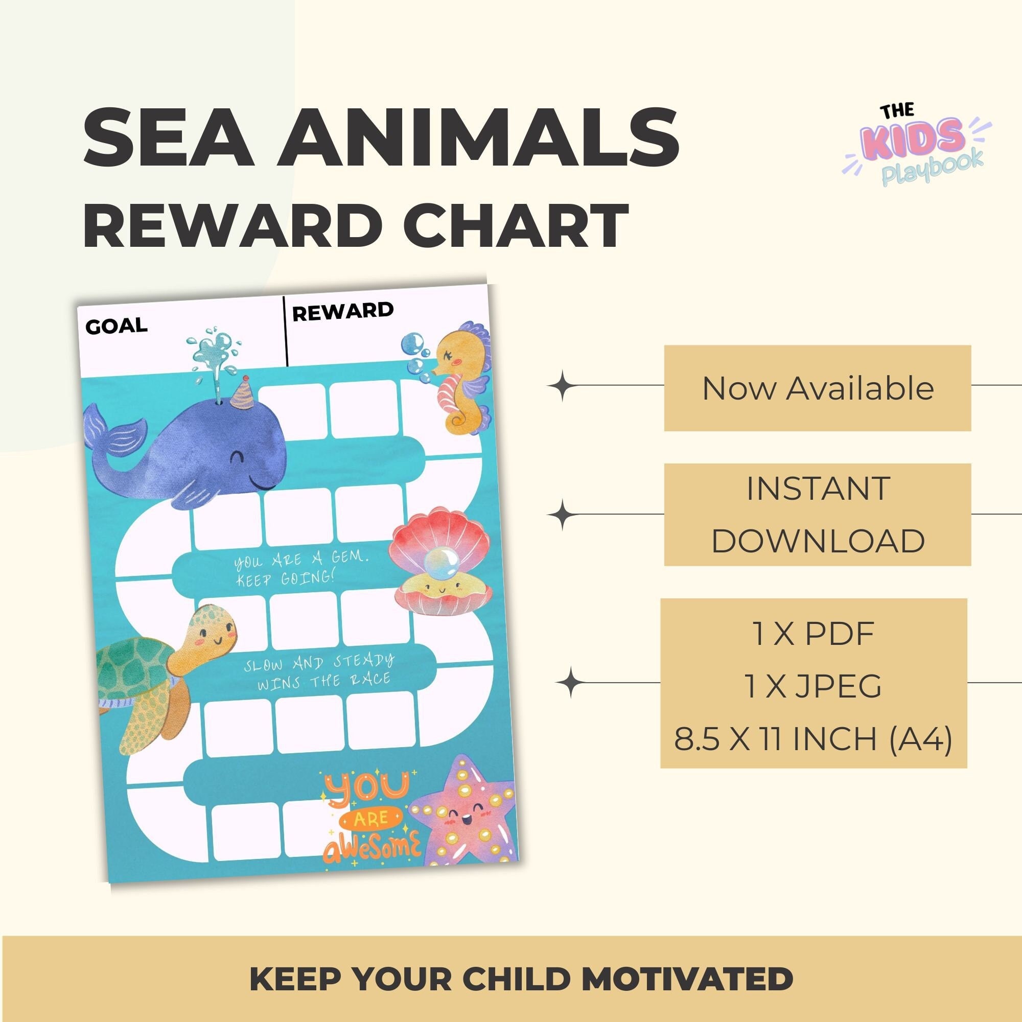 Sea Animals Reward Chart Printable Sea Animals Kids Behavior Chart ...