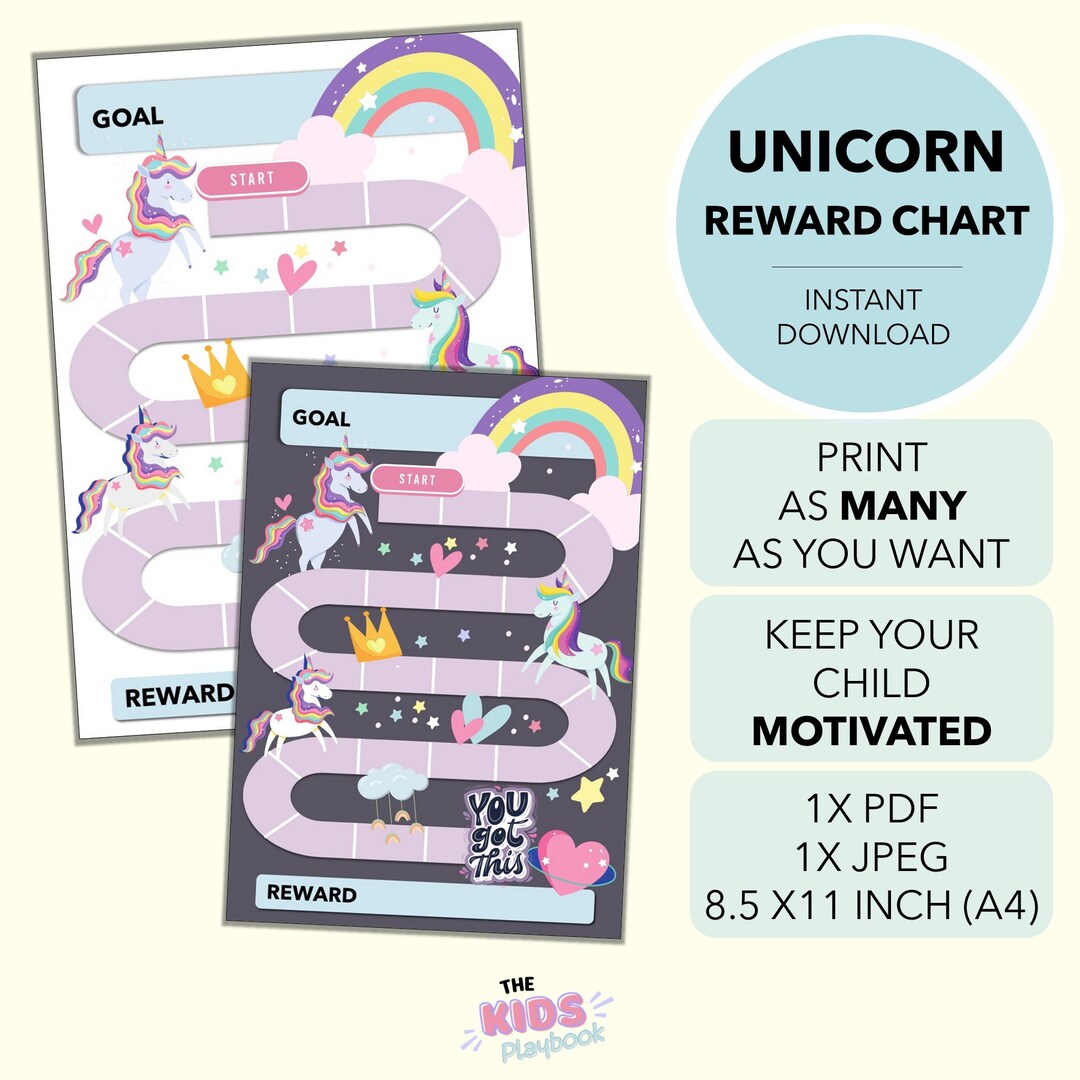 Unicorn Reward Chart Printable Unicorn Kids Behavior Chart Instant ...