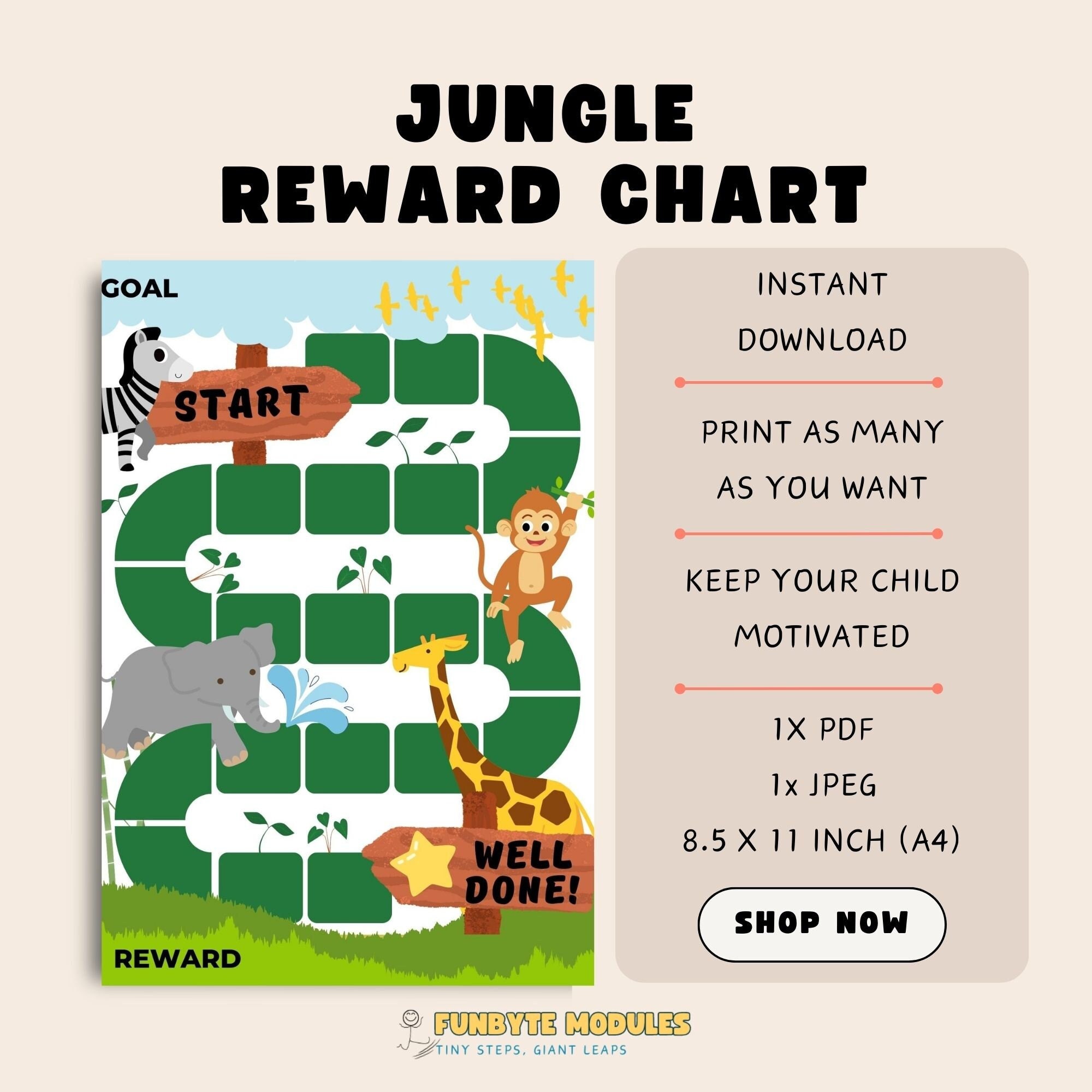 Jungle Reward Chart Printable Jungle Kids Behavior Chart Instant ...