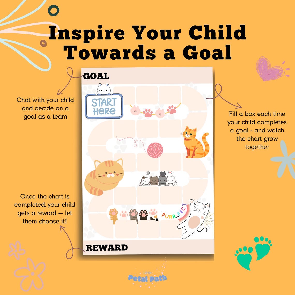Cat Reward Chart Printable | Cat Kids Behavior Chart | Instant Download ...