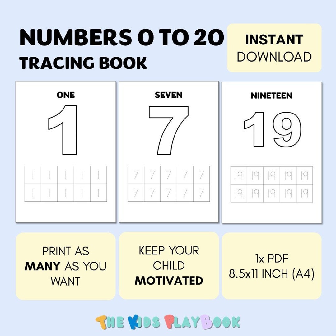Numbers 0 to 20 Tracing Book Dot Tracing Nursery Handwriting Practice ...
