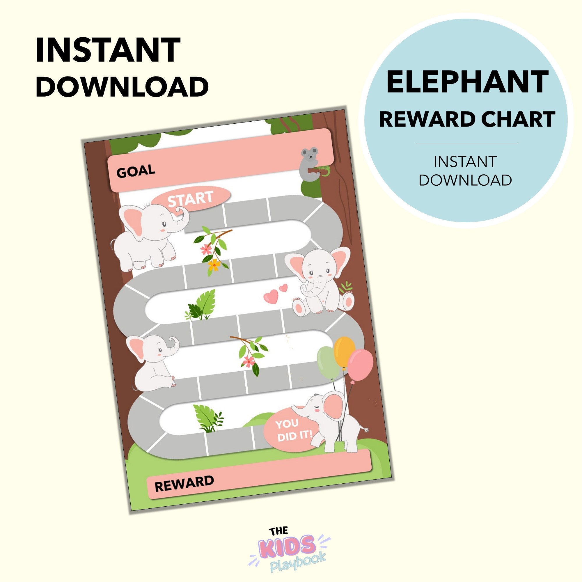 Elephant Reward Chart Printable Elephant Kids Behavior Chart Instant ...