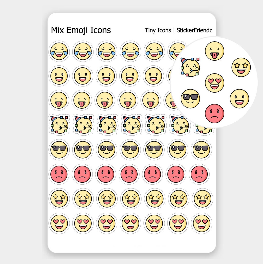 Mix Emoji Icon Sticker Planner Sticker Icon Sticker Bullet Journal Sticker Matte Stickers - Etsy