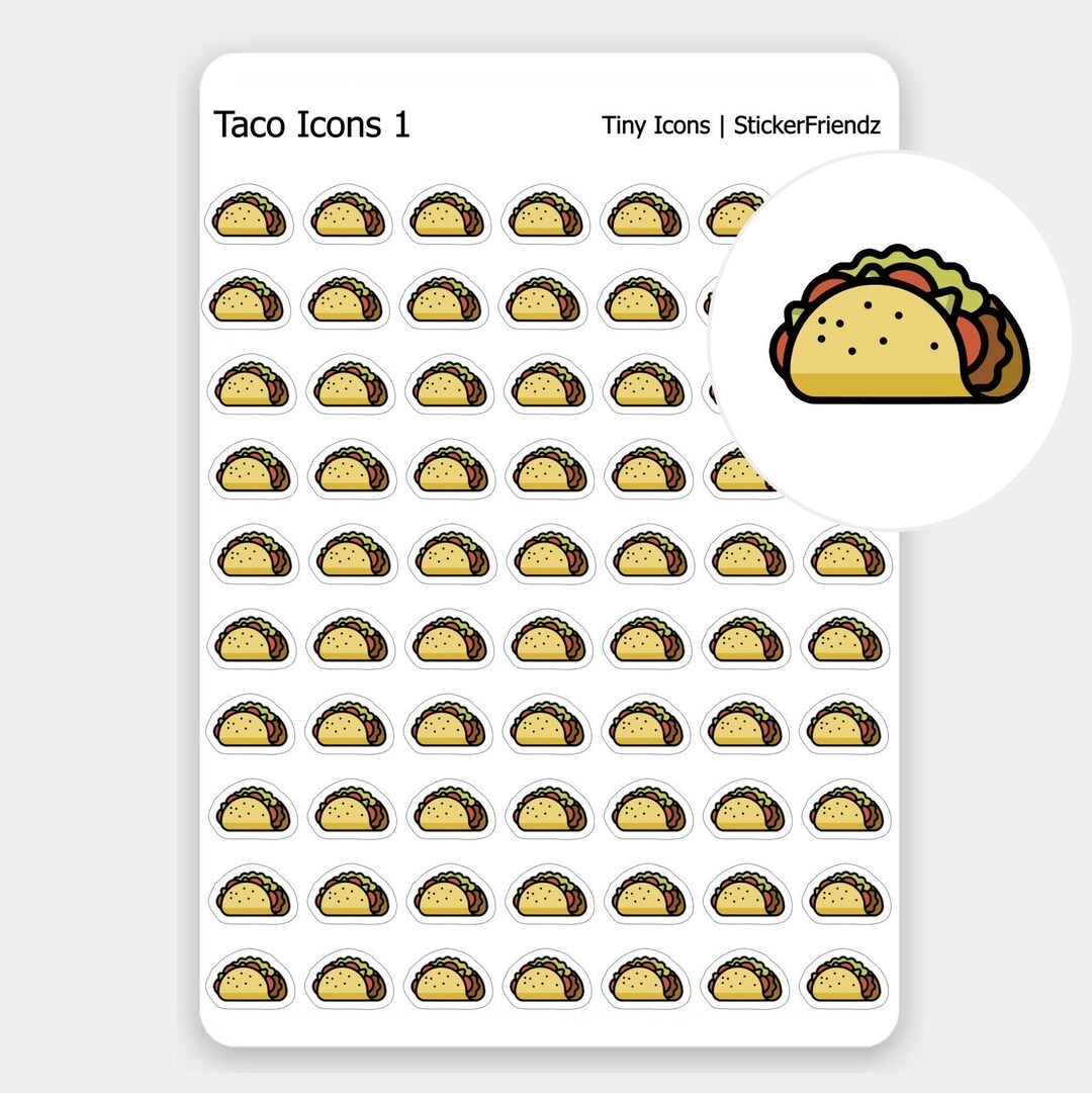 Taco Icon Sticker Planner Sticker Icon Sticker Bullet - Etsy
