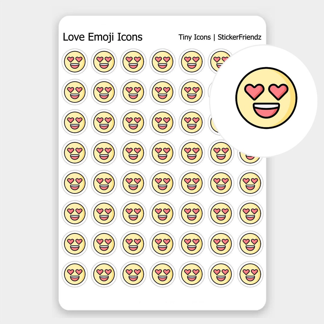 Love Emoji Icon Sticker Planner Sticker Icon Sticker Bullet Journal Sticker Matte Stickers - Etsy