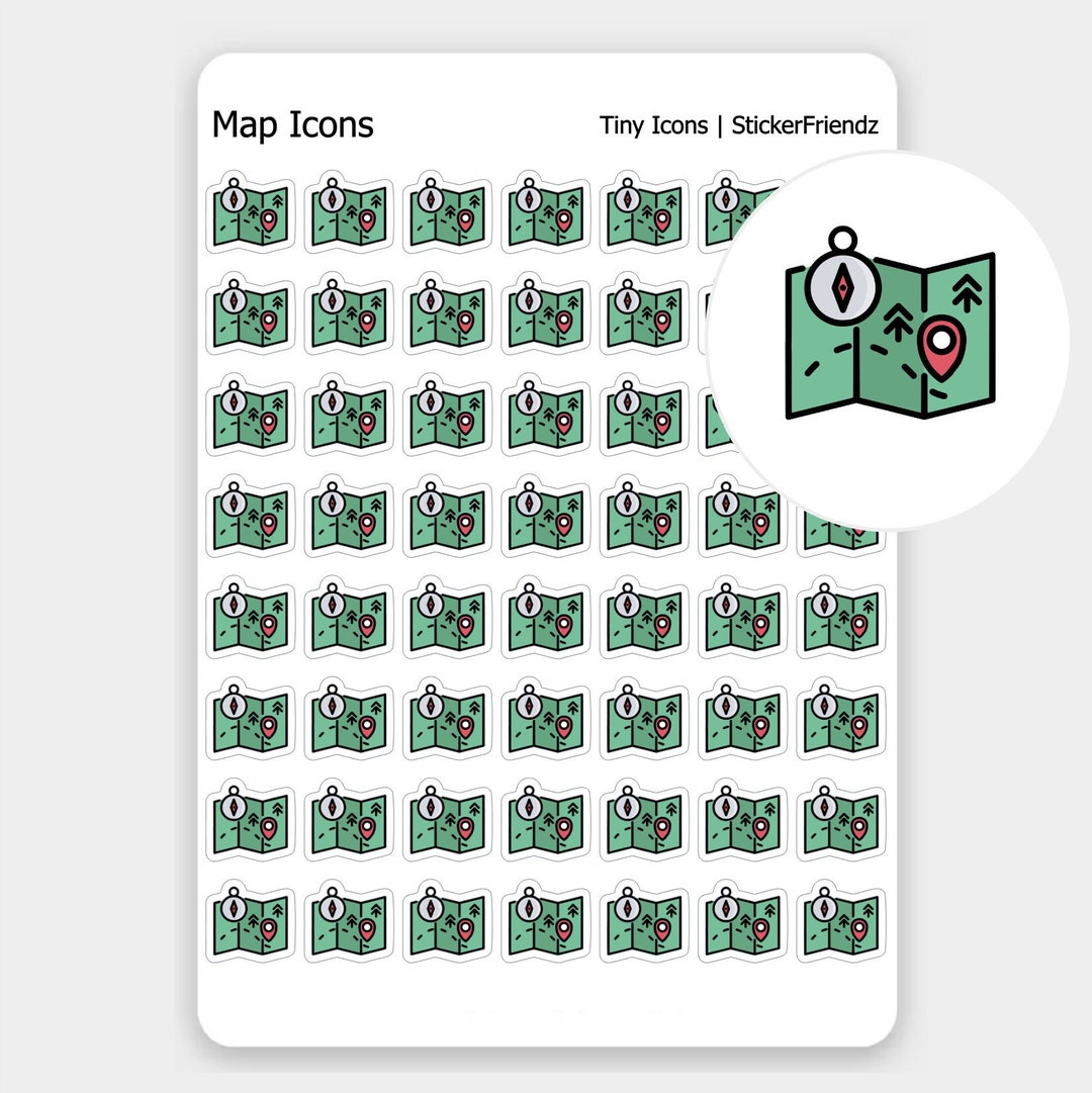 Map Icon Sticker Planner Sticker Icon Sticker Bullet Journal Sticker ...