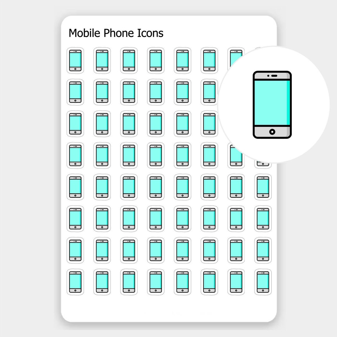 Mobile Phone Icon Sticker Planner Sticker Icon Sticker - Etsy