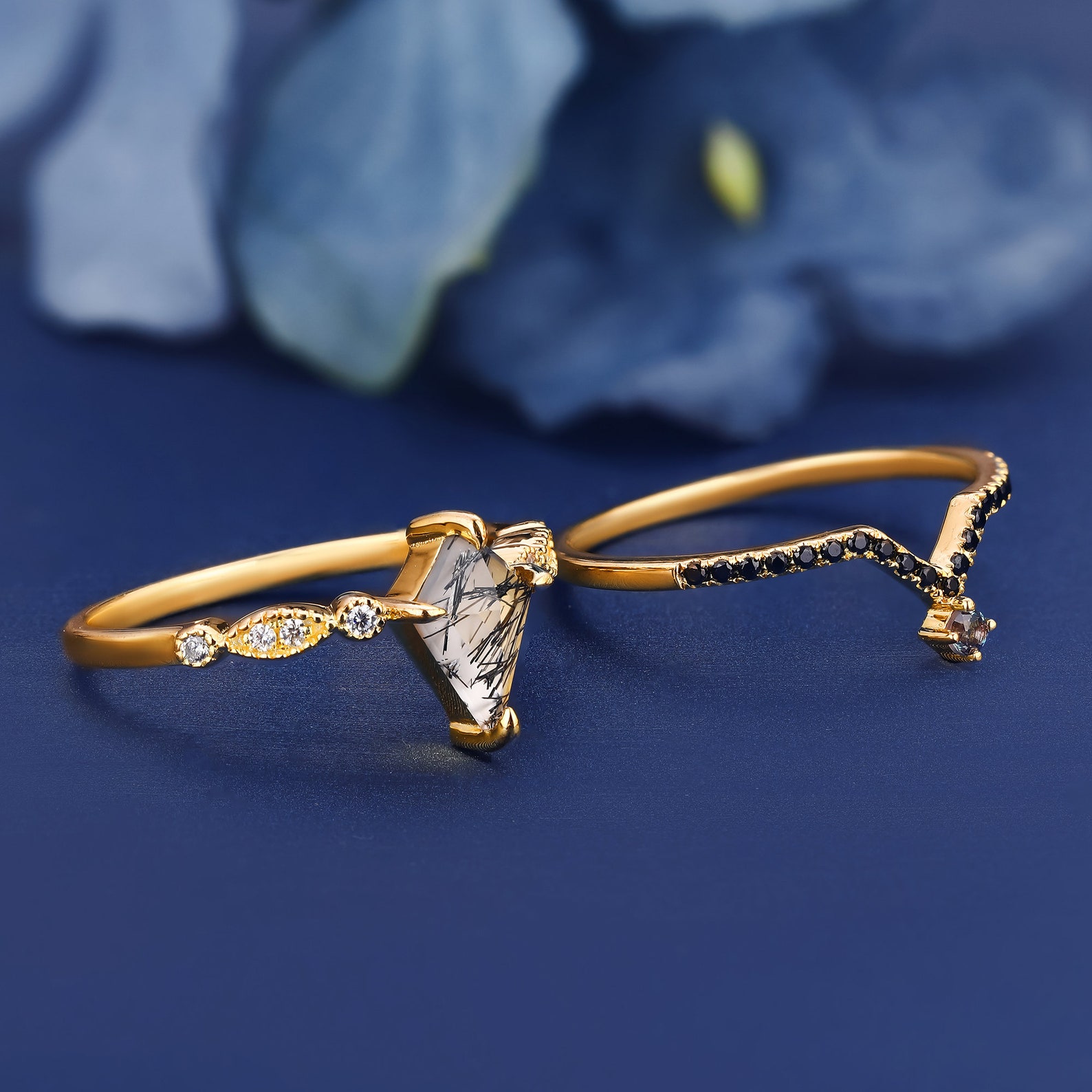 925 Sterling Silver Kite Shape Natural Black Rutilated Quartz - Etsy UK