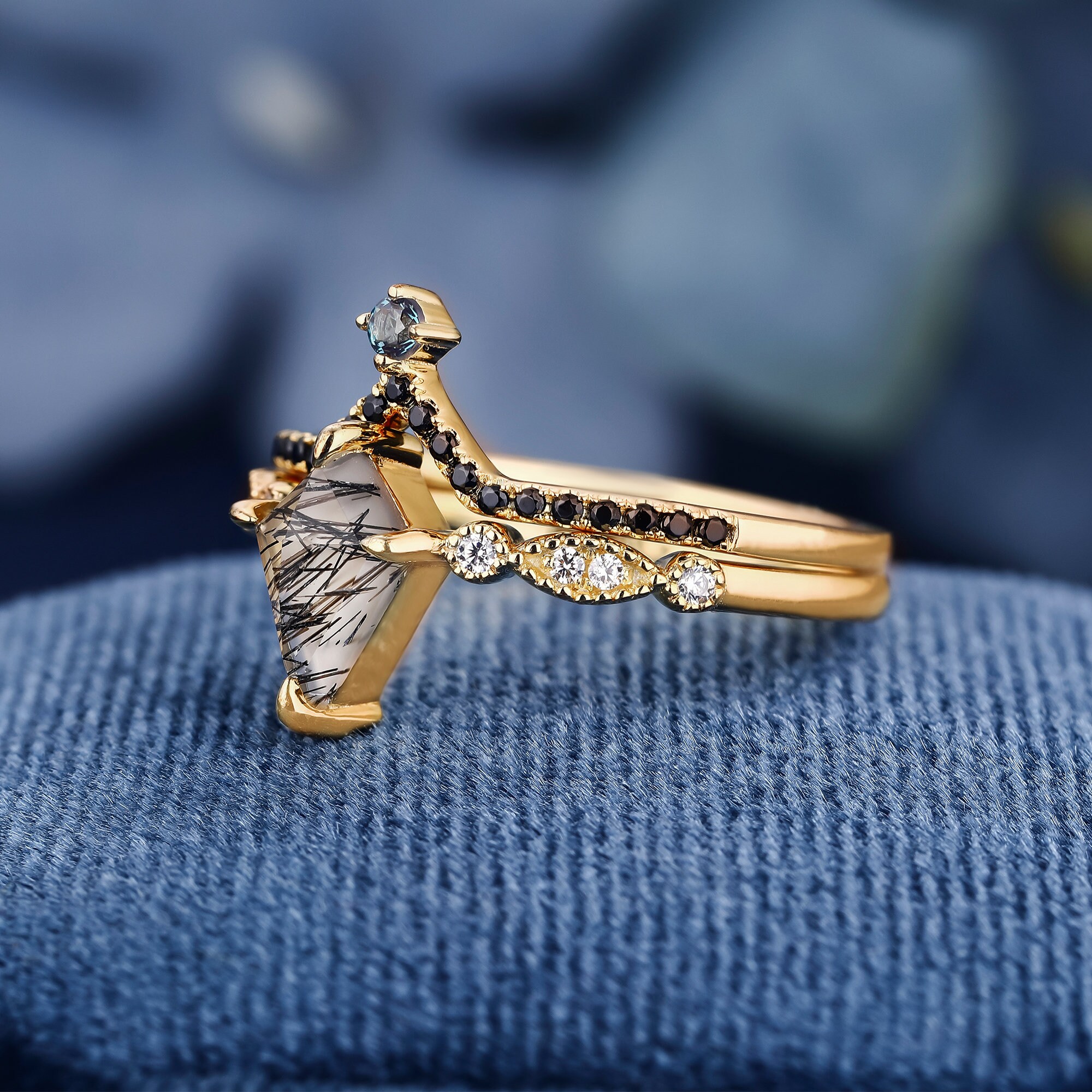 925 Sterling Silver Kite Shape Natural Black Rutilated Quartz - Etsy UK