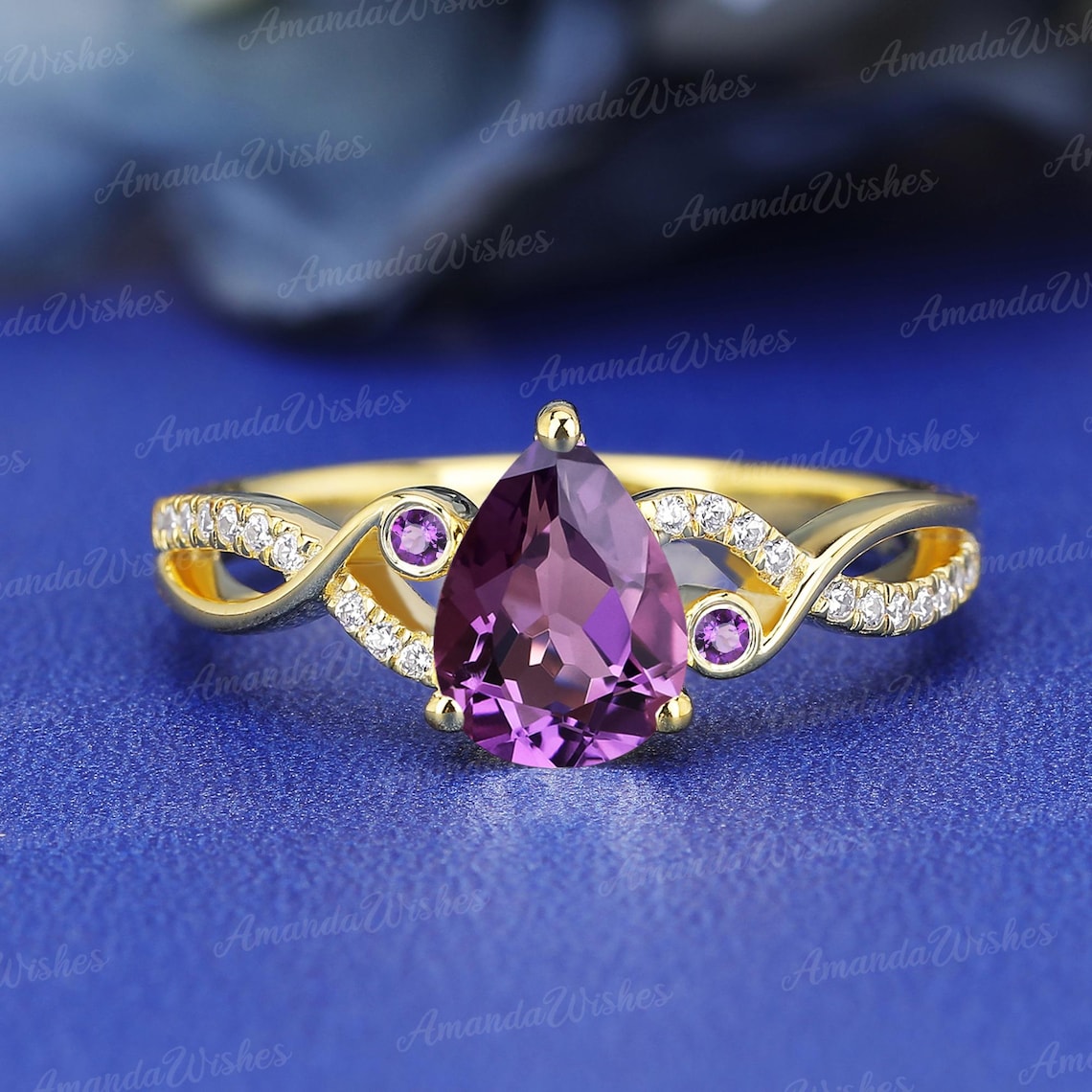Raw Amethyst Engagement Ring