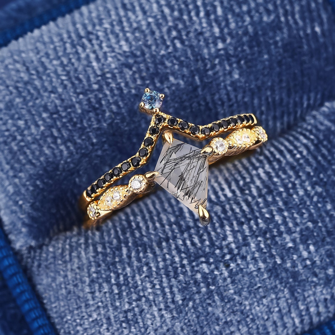 925 Sterling Silver Kite Shape Natural Black Rutilated Quartz - Etsy UK