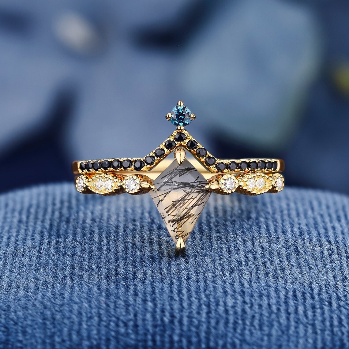 925 Sterling Silver Kite Shape Natural Black Rutilated Quartz - Etsy UK