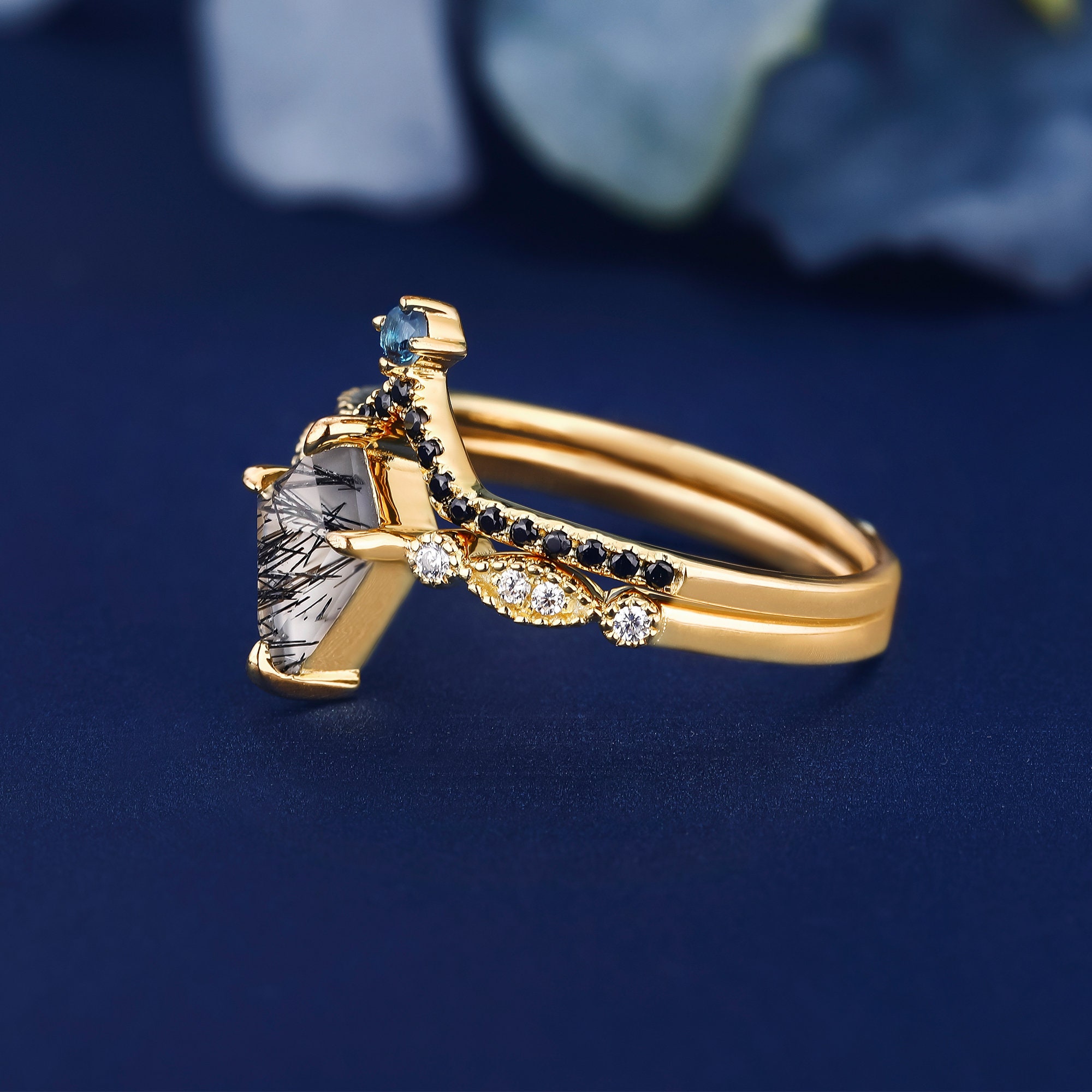 925 Sterling Silver Kite Shape Natural Black Rutilated Quartz - Etsy UK