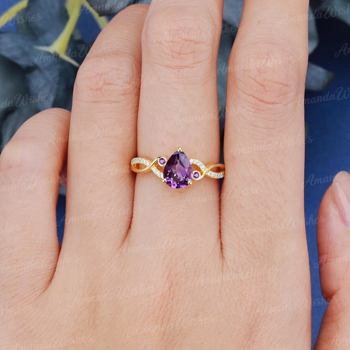 Raw Amethyst Engagement Ring