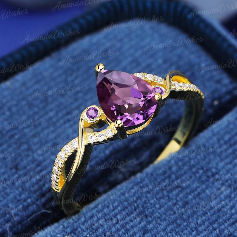Raw Amethyst Engagement Ring