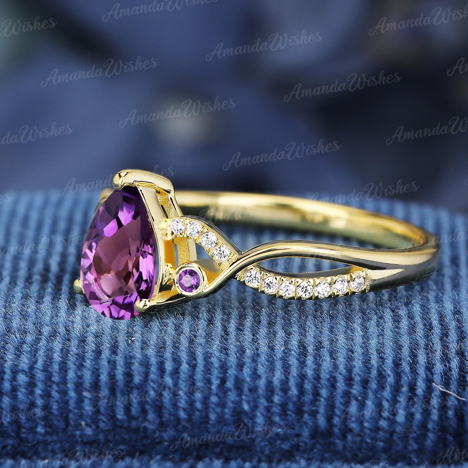 Raw Amethyst Engagement Ring