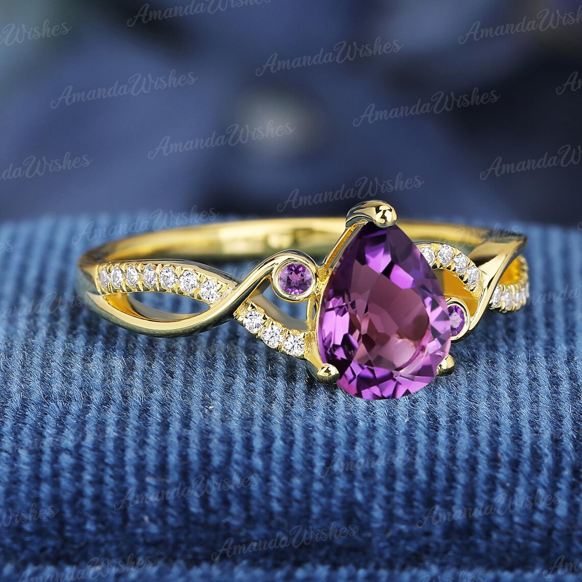Raw Amethyst Engagement Ring