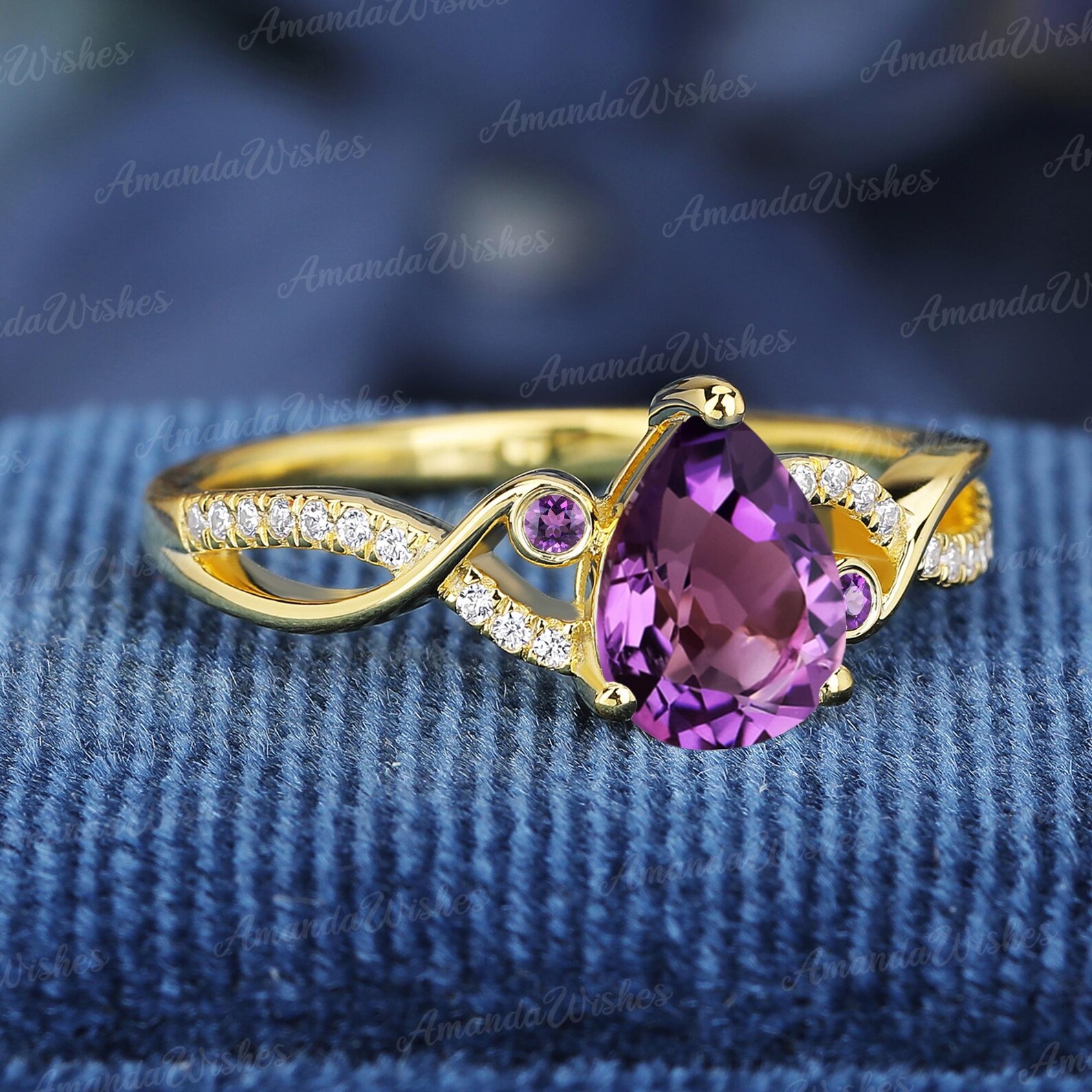 Raw Amethyst Engagement Ring