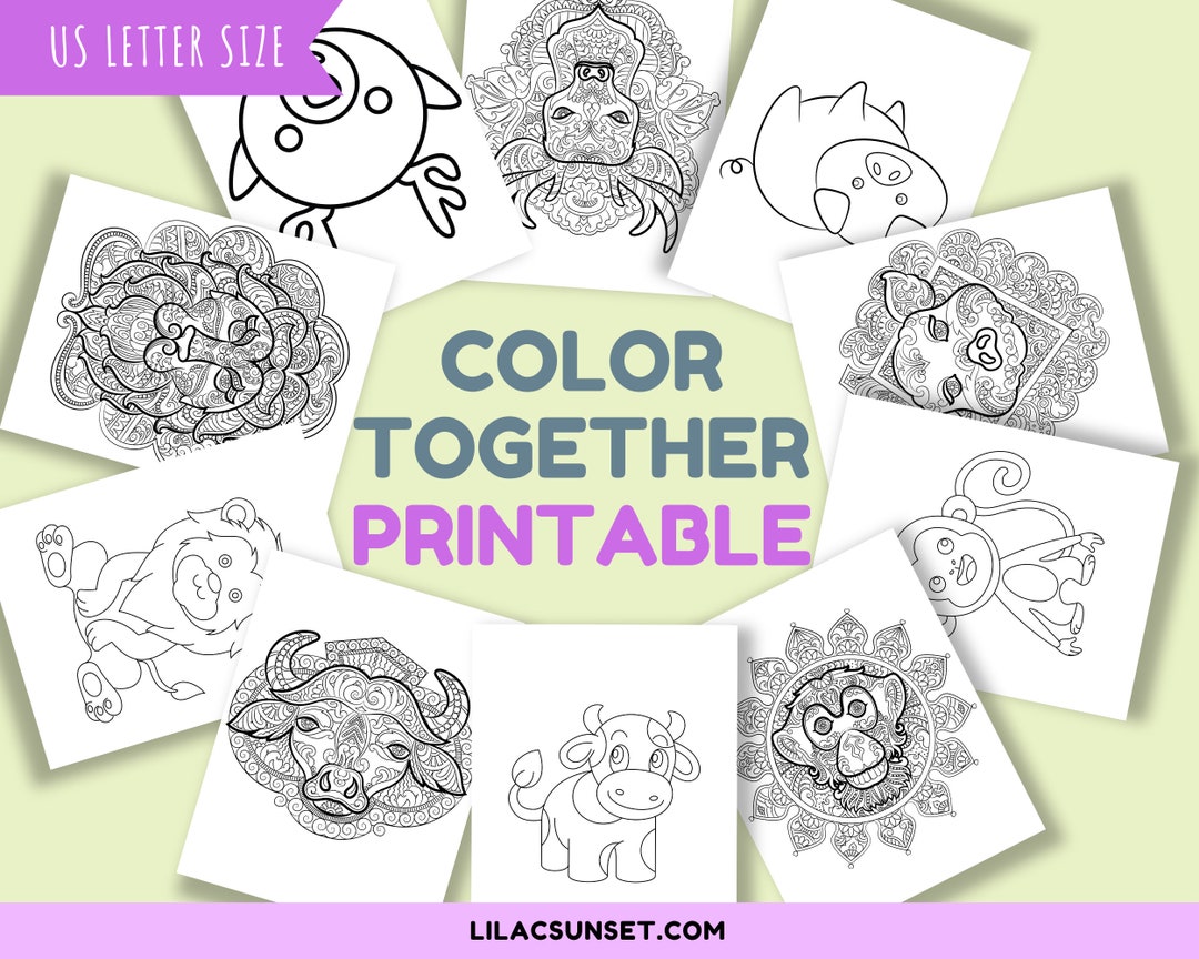 Color Together | Adult and Toddler Ages 2 - 4 Coloring Pages | 20 ...