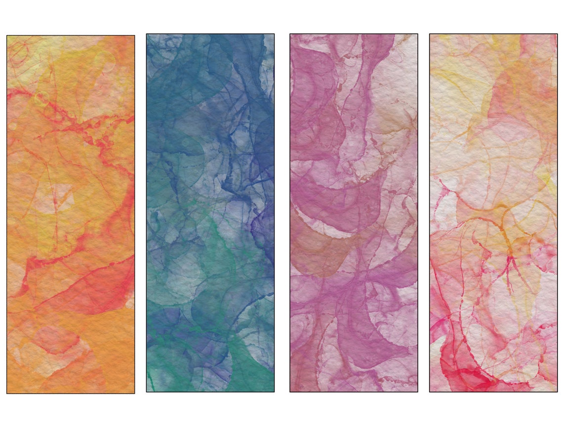 40 Marble Printable Bookmarks | 7X2 Size | Assorted Colors and Patterns ...