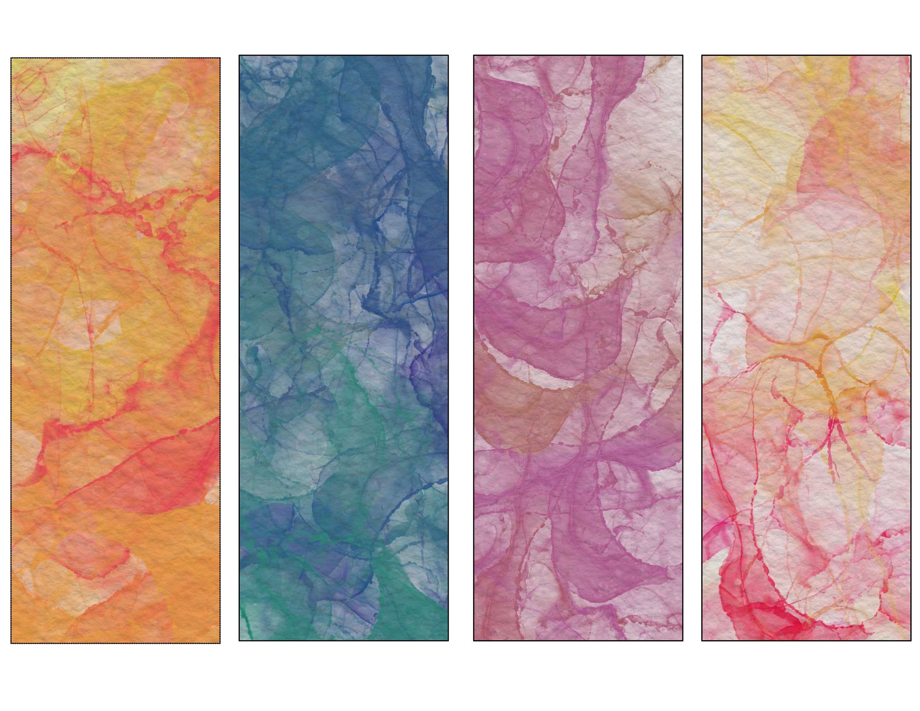 40 Marble Printable Bookmarks | 7X2 Size | Assorted Colors and Patterns ...