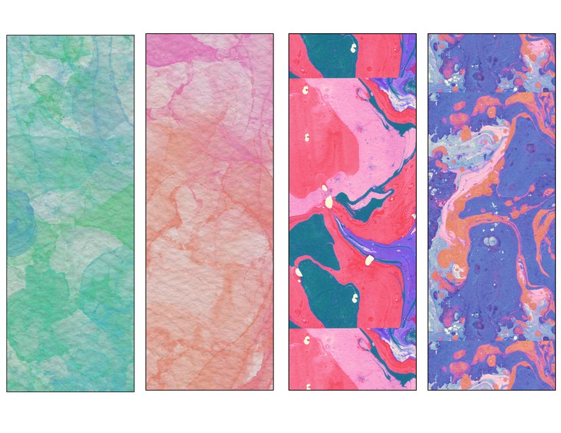 40 Marble Printable Bookmarks | 7X2 Size | Assorted Colors and Patterns ...