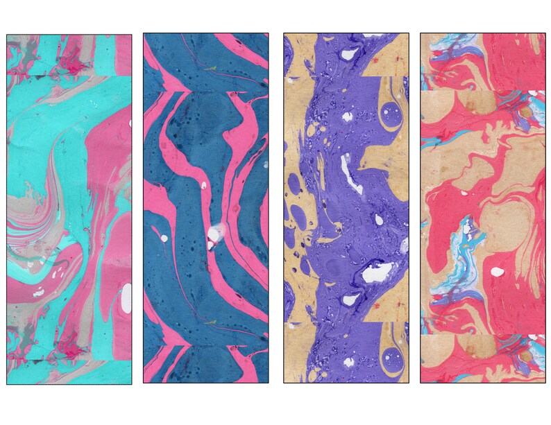 40 Marble Printable Bookmarks | 7X2 Size | Assorted Colors and Patterns ...