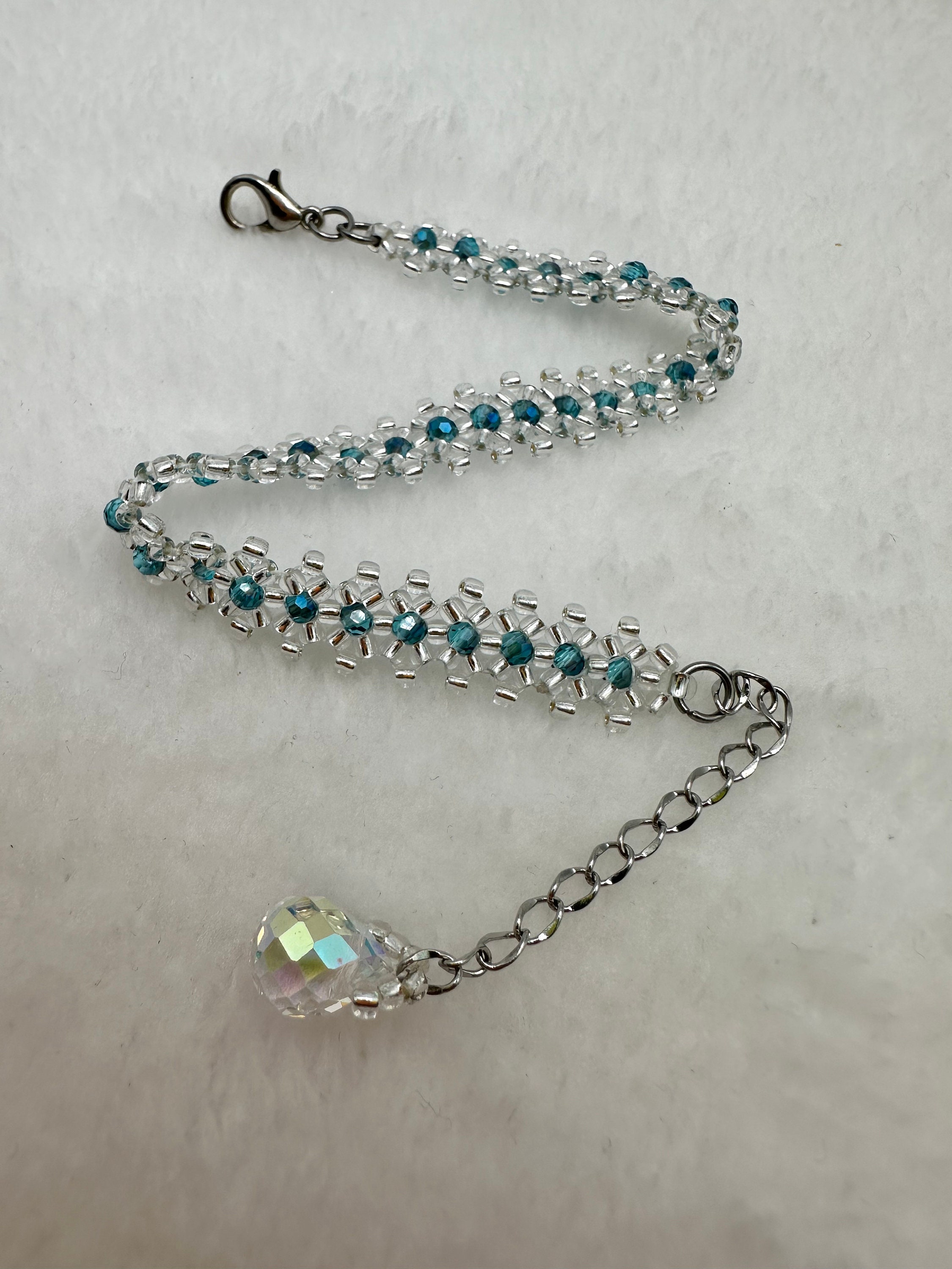 Handmade Woven Hubble Stitch Crystal and Seed Bead Bracelet With ...