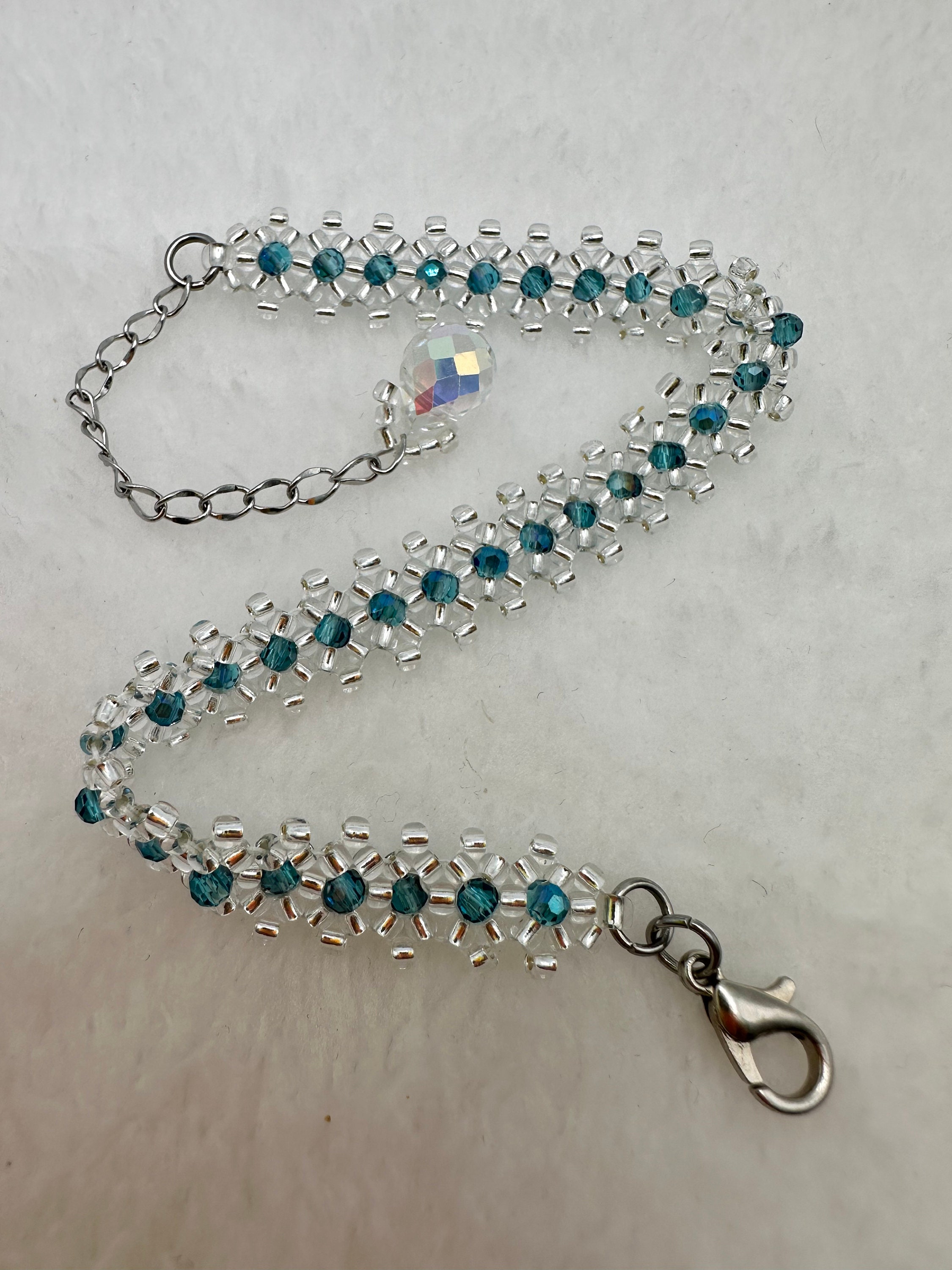 Handmade Woven Hubble Stitch Crystal and Seed Bead Bracelet With ...